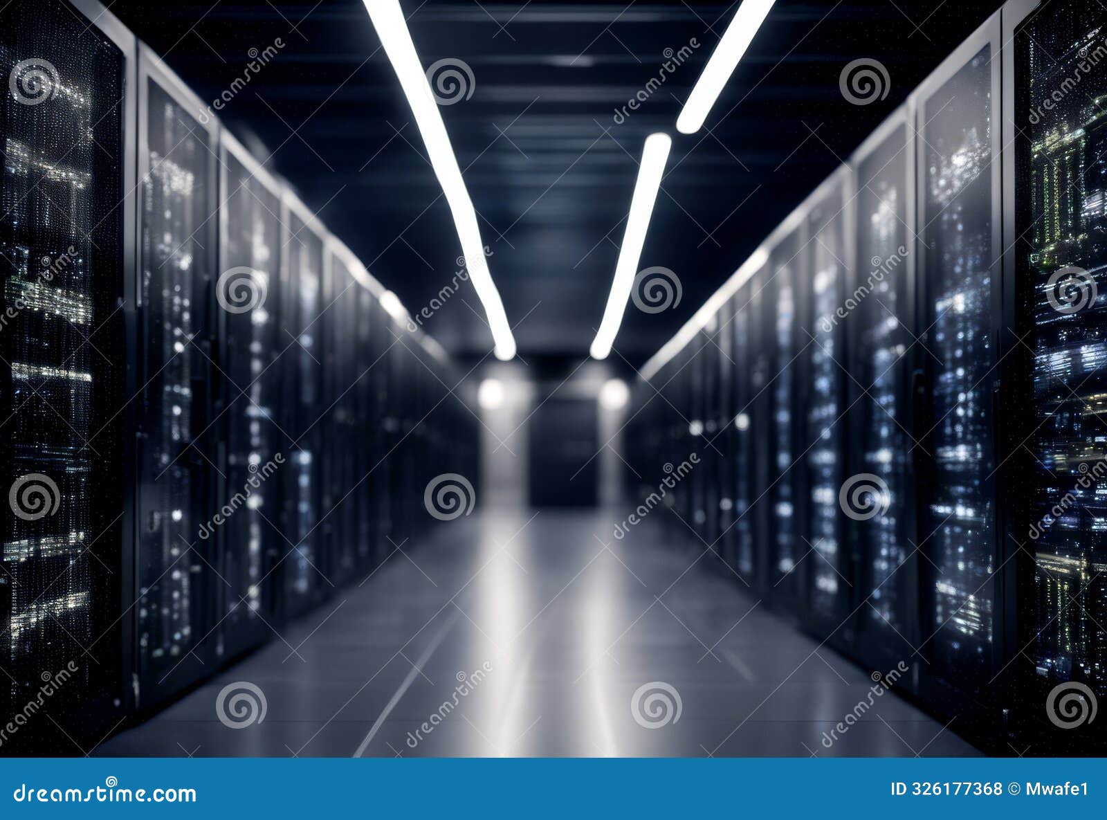 Shot Of Corridor In Working Data Center Full Of Rack Servers And ...