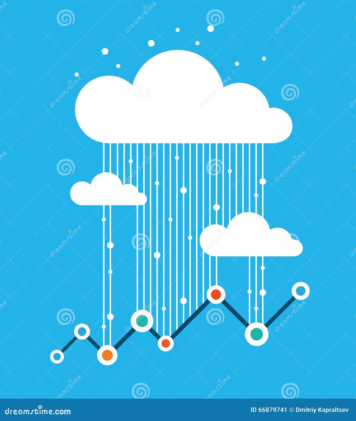 Data Rain From Realistic Cloud Vector Illustration | CartoonDealer.com ...