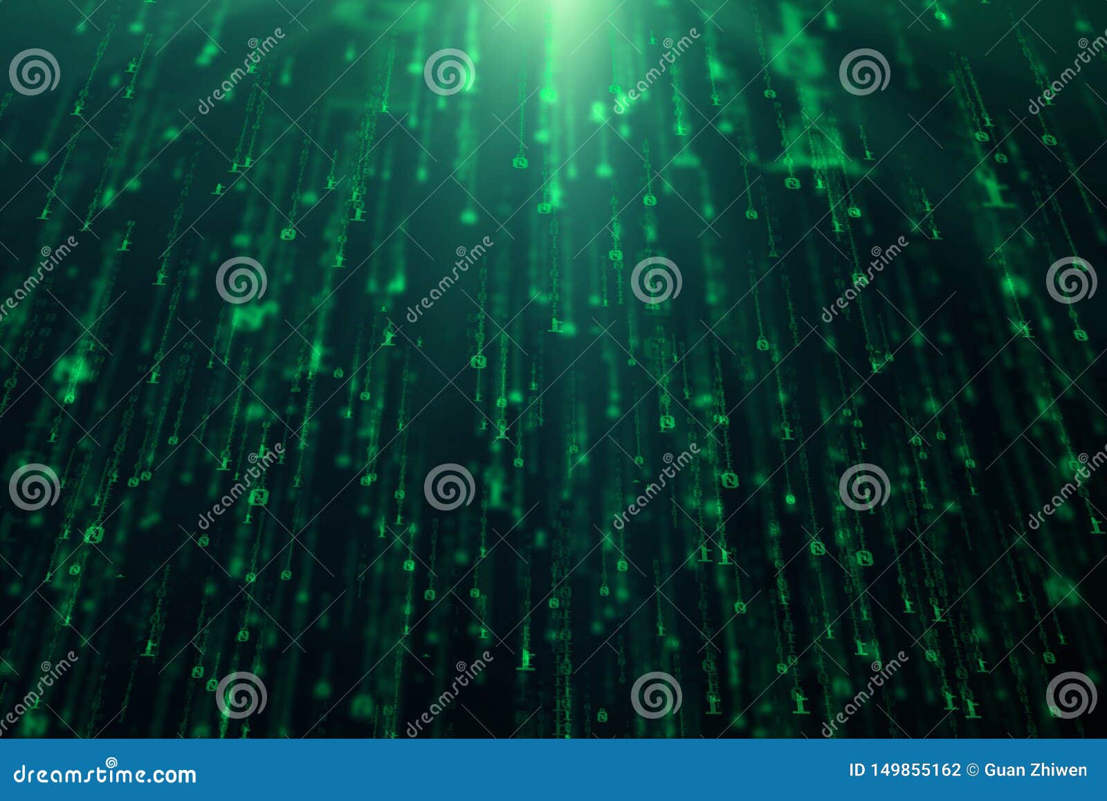 Data rain with light stock illustration. Illustration of code - 149855162