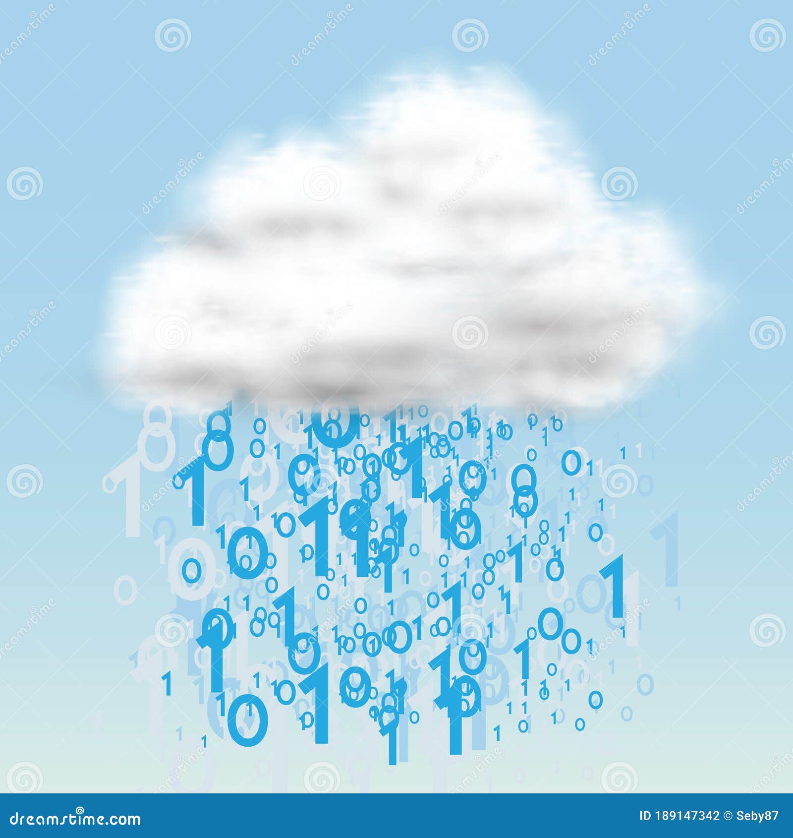 Data Rain From Realistic Cloud Vector Illustration | CartoonDealer.com ...