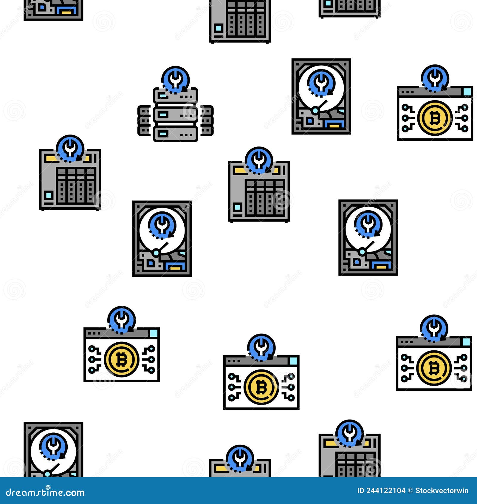 Data Recovery Computer Processing Vector Seamless Pattern Stock Vector - Illustration of drive ...