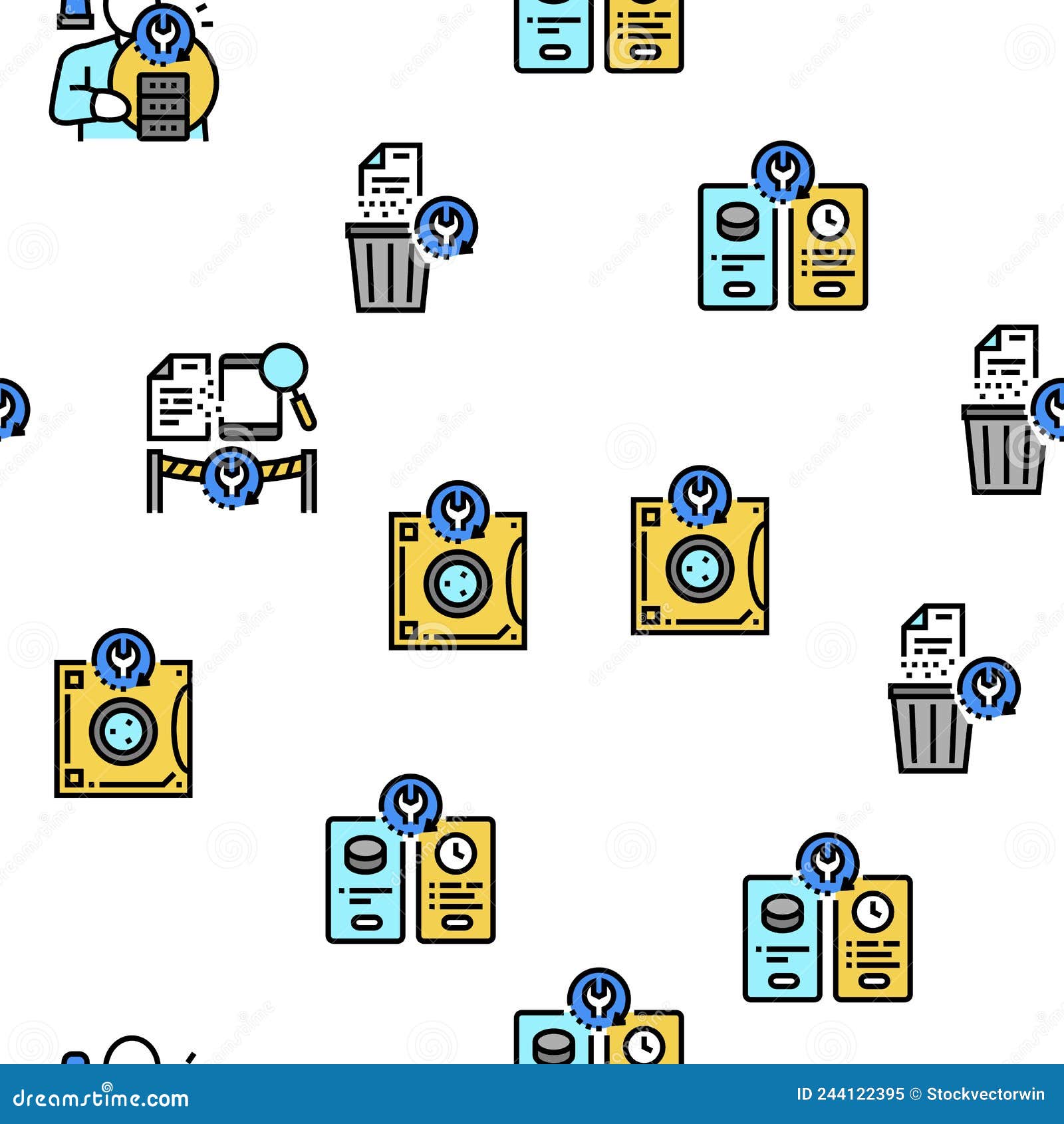 Data Recovery Computer Processing Vector Seamless Pattern Stock Vector - Illustration of data ...