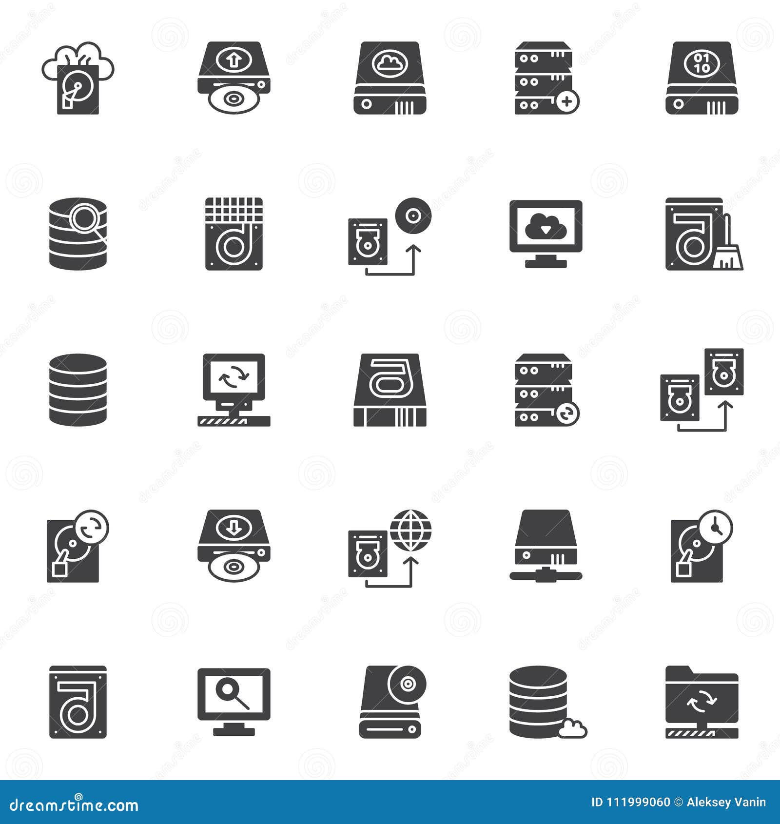 Data Recovery Elements Vector Icons Set Stock Vector - Illustration of ...