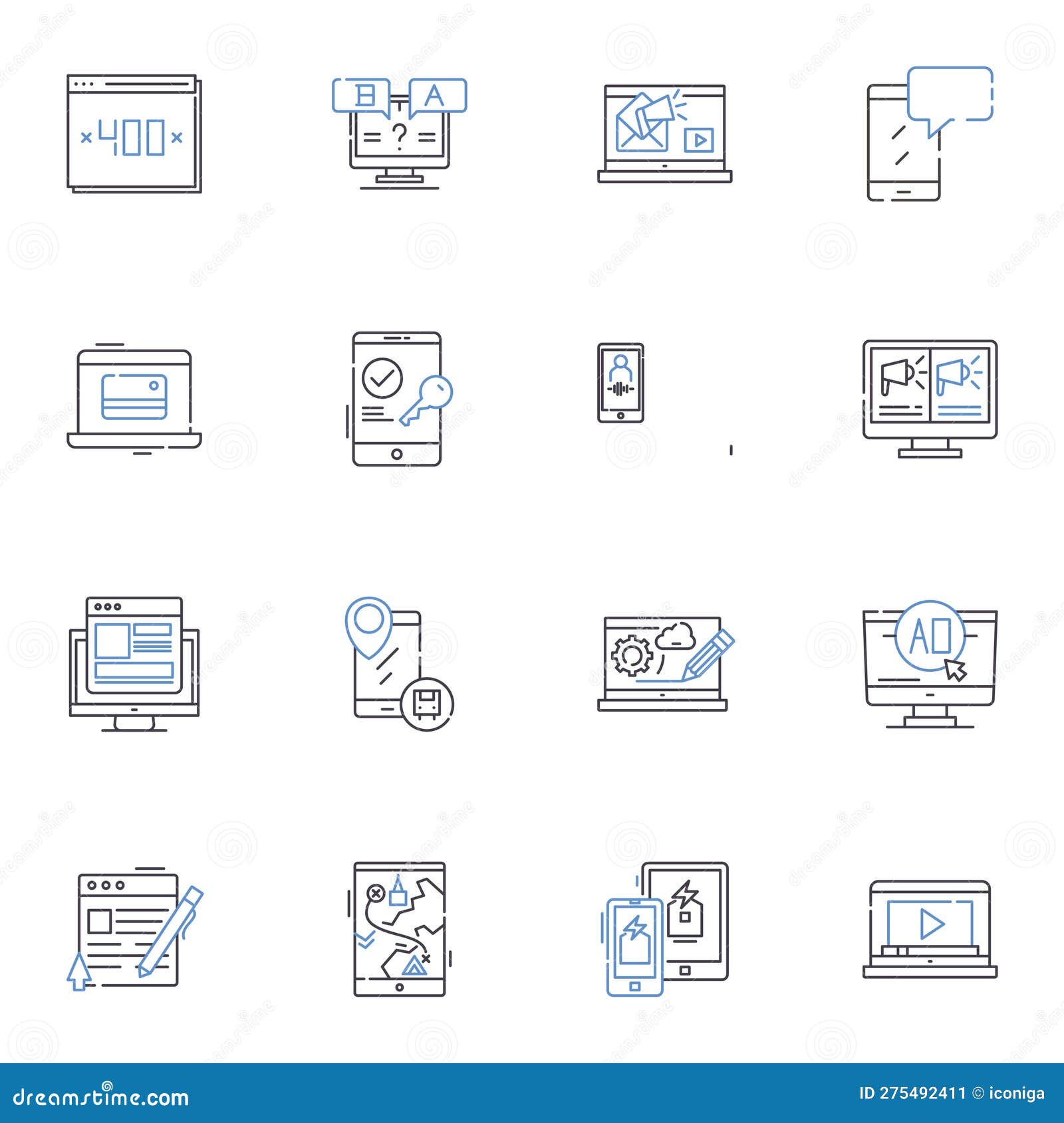 Data Representation Line Icons Collection. Graphs, Tables, Charts ...