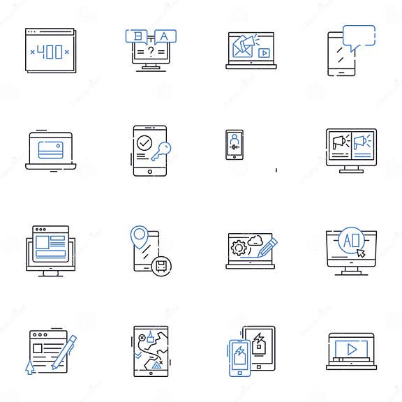 Data Representation Line Icons Collection. Graphs, Tables, Charts, Diagrams, Images, Matrices ...