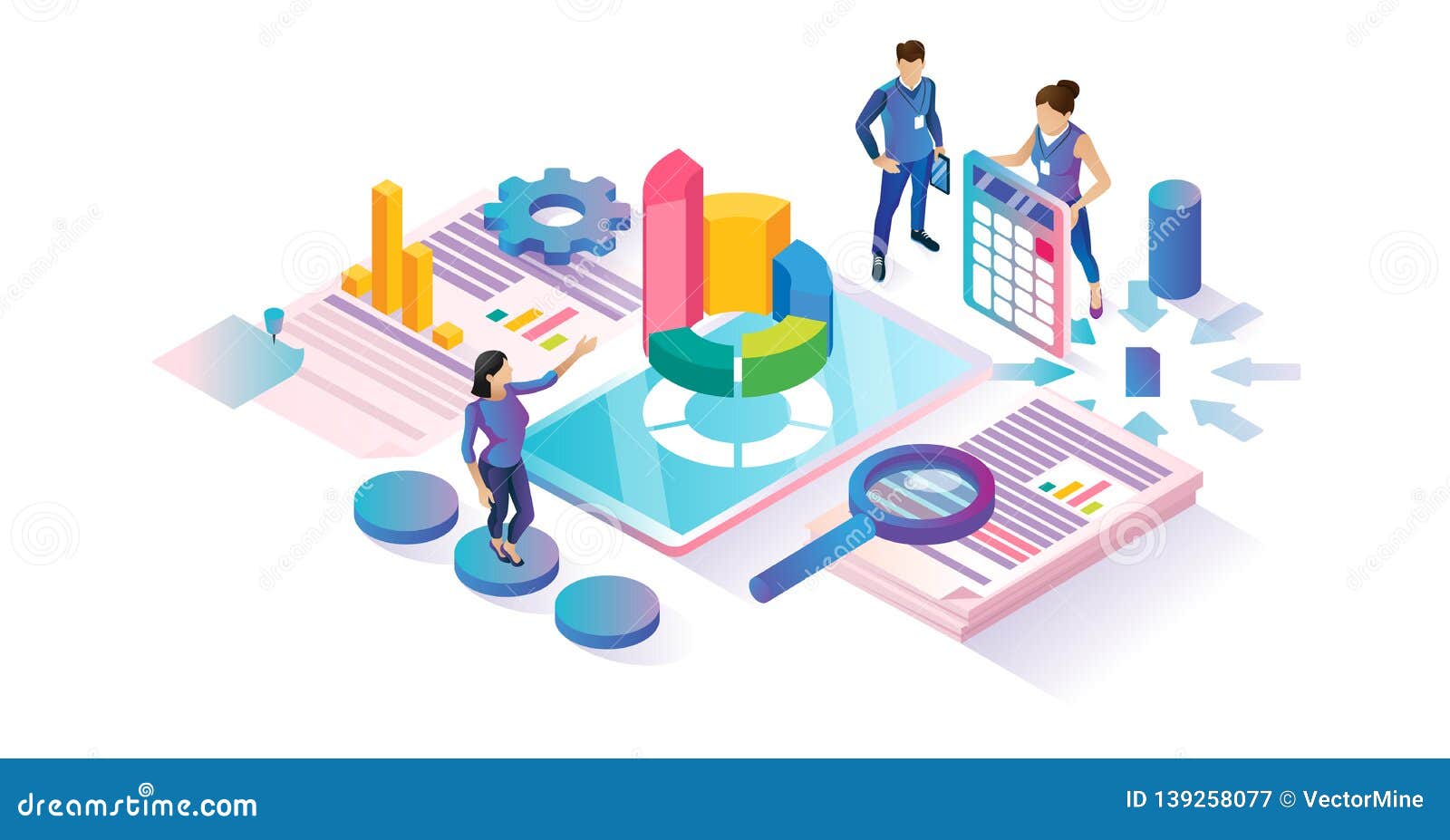 Data Research Isometric Cyberspace Concept Illustration Stock Vector ...