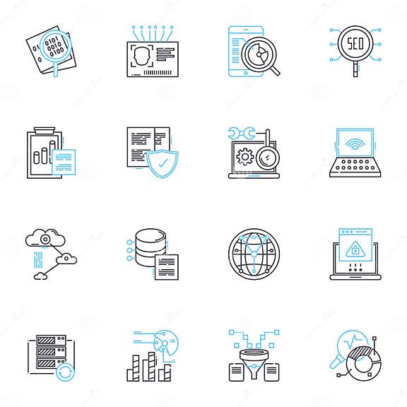 Data Research Linear Icons Set Analytics Big Data Clustering Correlation Data Mining