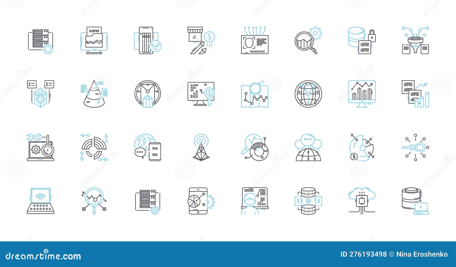 Data Research Linear Icons Set Analytics Big Data Clustering Correlation Data Mining