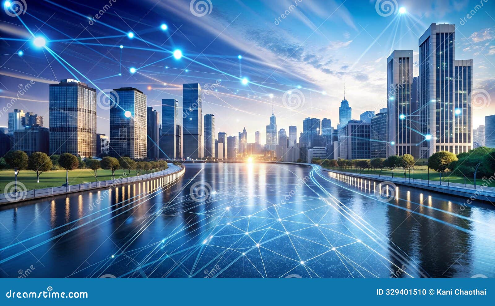 Data River Flowing through a Cityscape: Unveiling the Dynamic Flow of ...