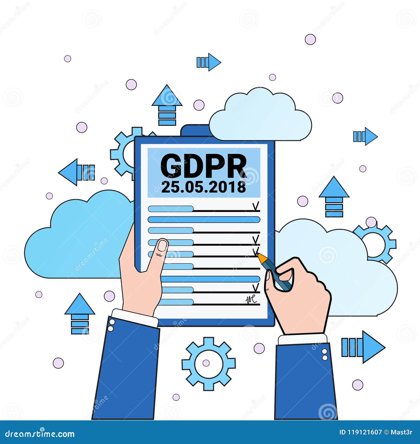 Data Safety Cloud Shield Hands Hold Checklist Over Synchronization ...