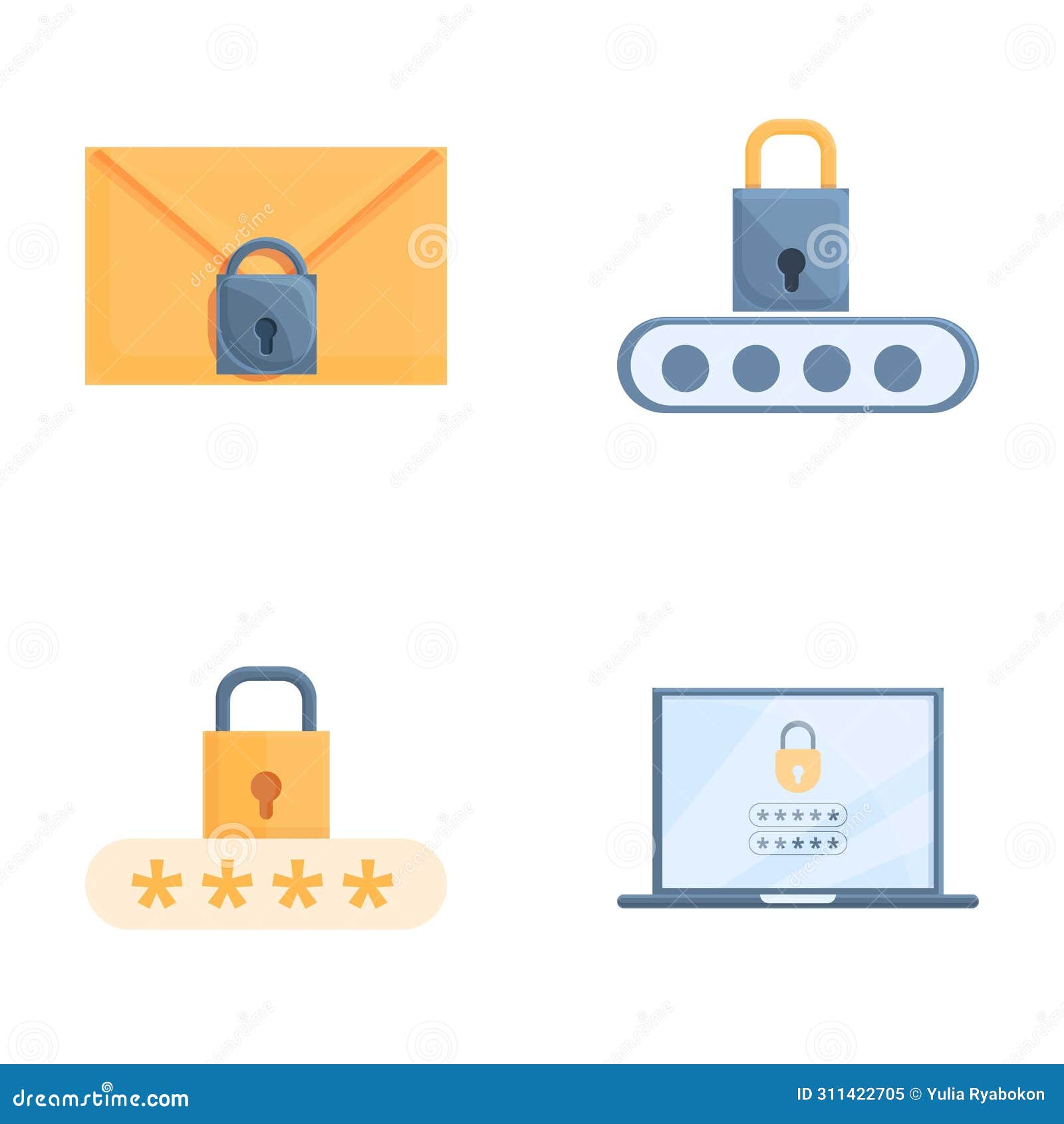 Data Safety Icons Set Cartoon Vector. Security of Personal Information ...