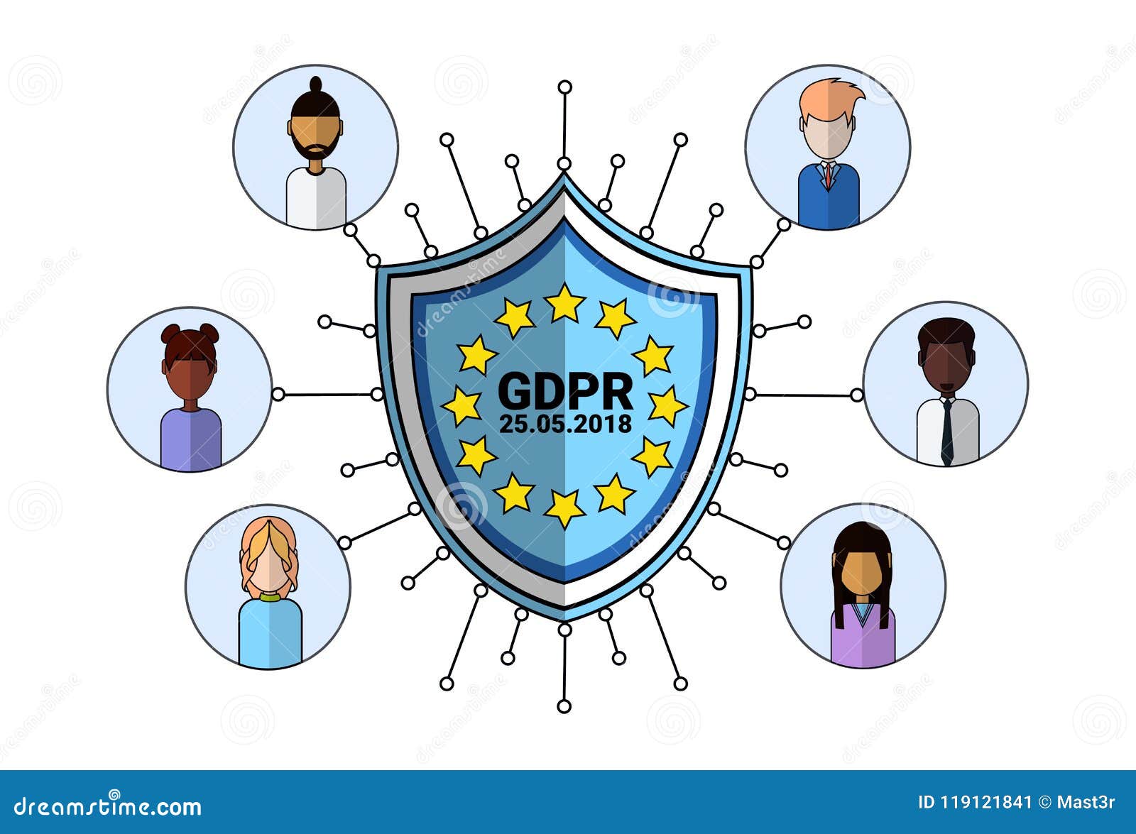 Data Safety Shield Support Agent Icon Over General Data Protection ...