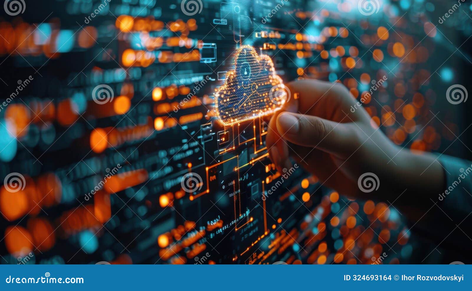 Data Science, AI and Cloud Data Concept. Computer Programmer. Stock ...