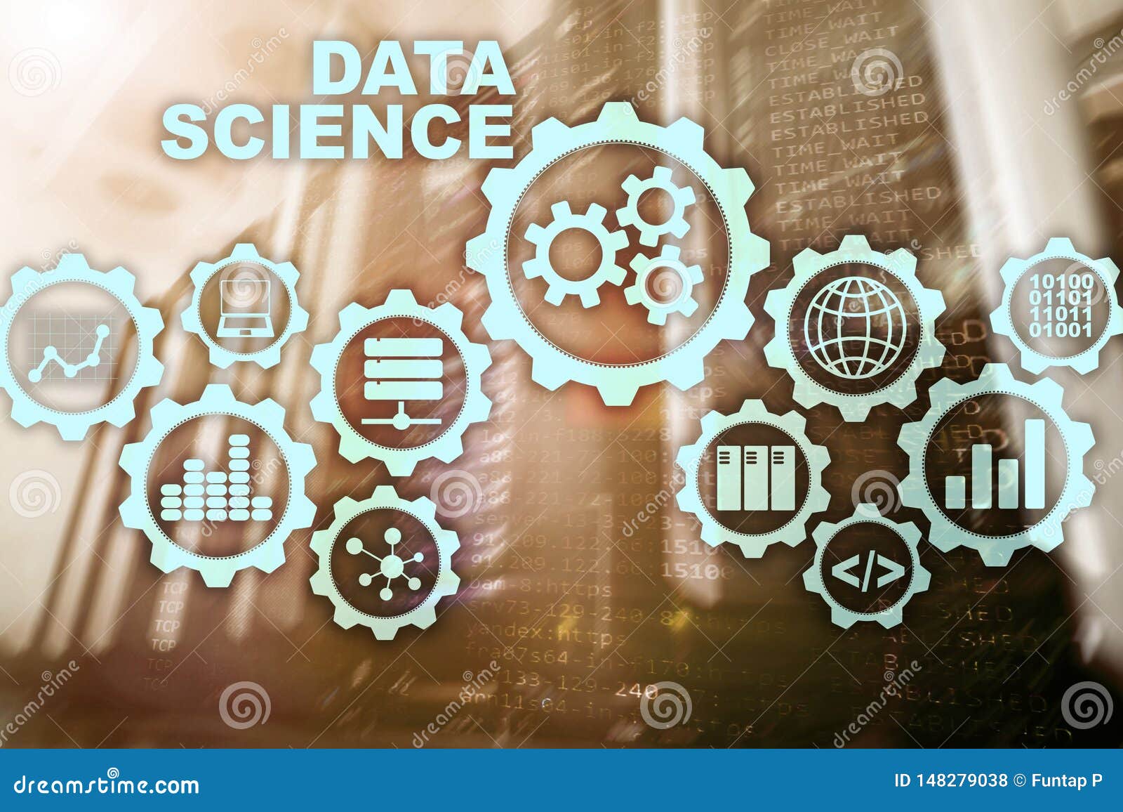 Data Science Artificial Intelligence Concept. Futuristic Supercomputer ...