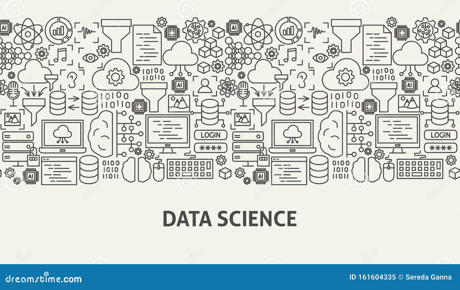Data Science Banner Concept Stock Vector - Illustration of coding ...