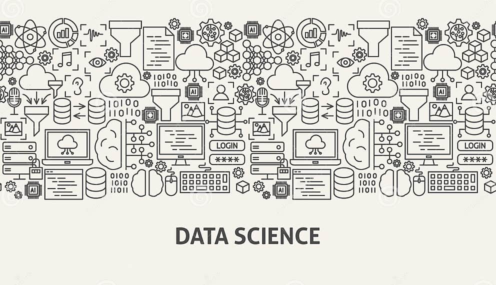 Data Science Banner Concept Stock Vector - Illustration of coding ...