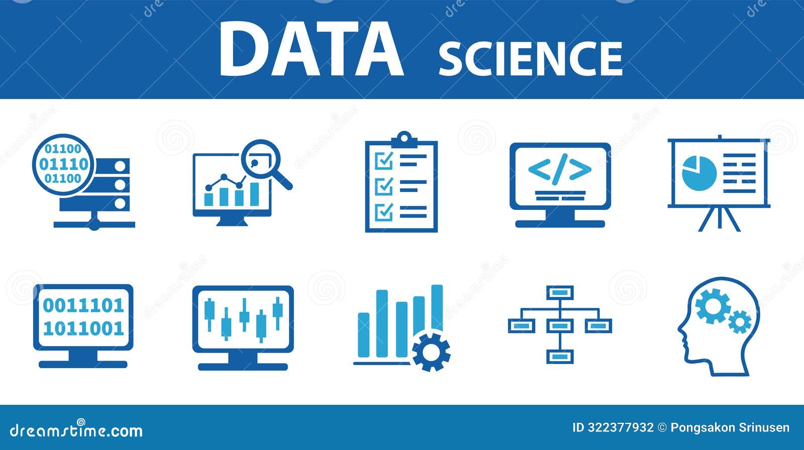 Data Science Banner Web Icon for Computer Science and Insight Stock Vector - Illustration of ...