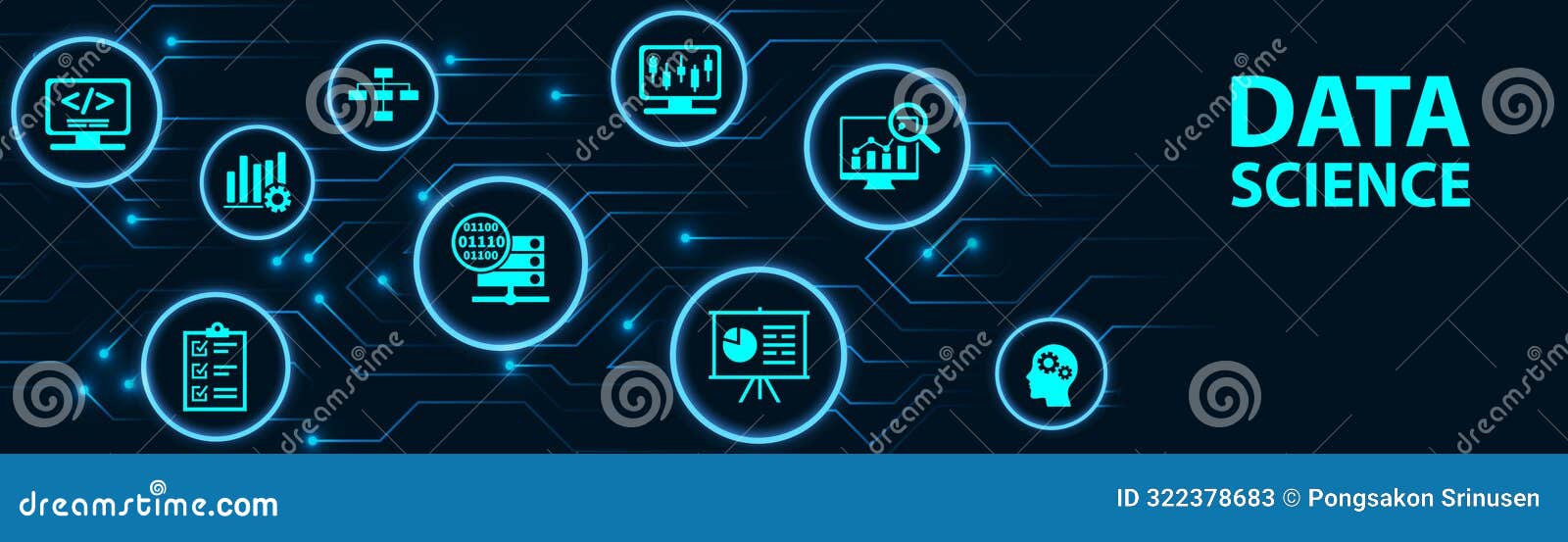 Data Science Banner Web Icon for Computer Science and Insight Stock Vector - Illustration of ...