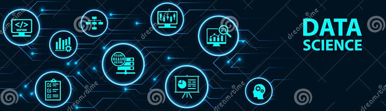 Data Science Banner Web Icon for Computer Science and Insight Stock ...