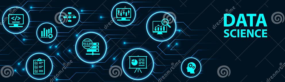 Data Science Banner Web Icon for Computer Science and Insight Stock ...