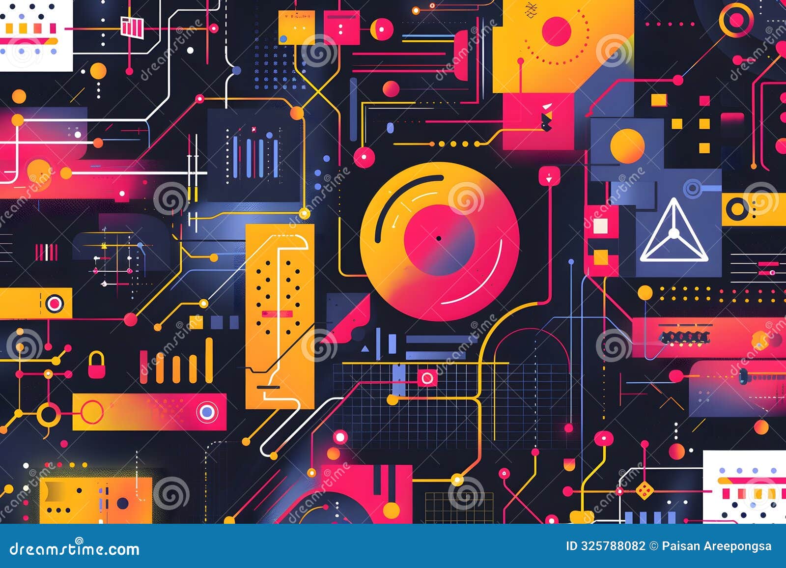 Data Science and Big Data Technology, Flat Design Illustration ...