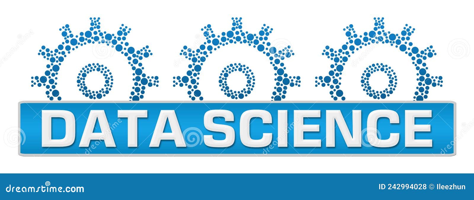 Data Science Blue Dotted Gears on Top Stock Illustration - Illustration ...