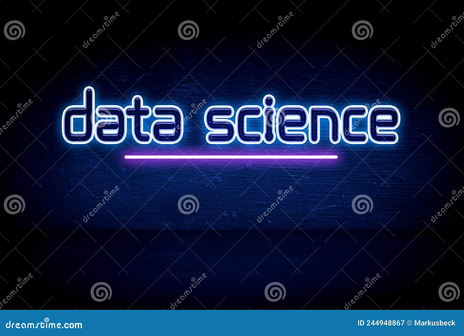Data Science - Blue Neon Announcement Signboard Stock Illustration ...