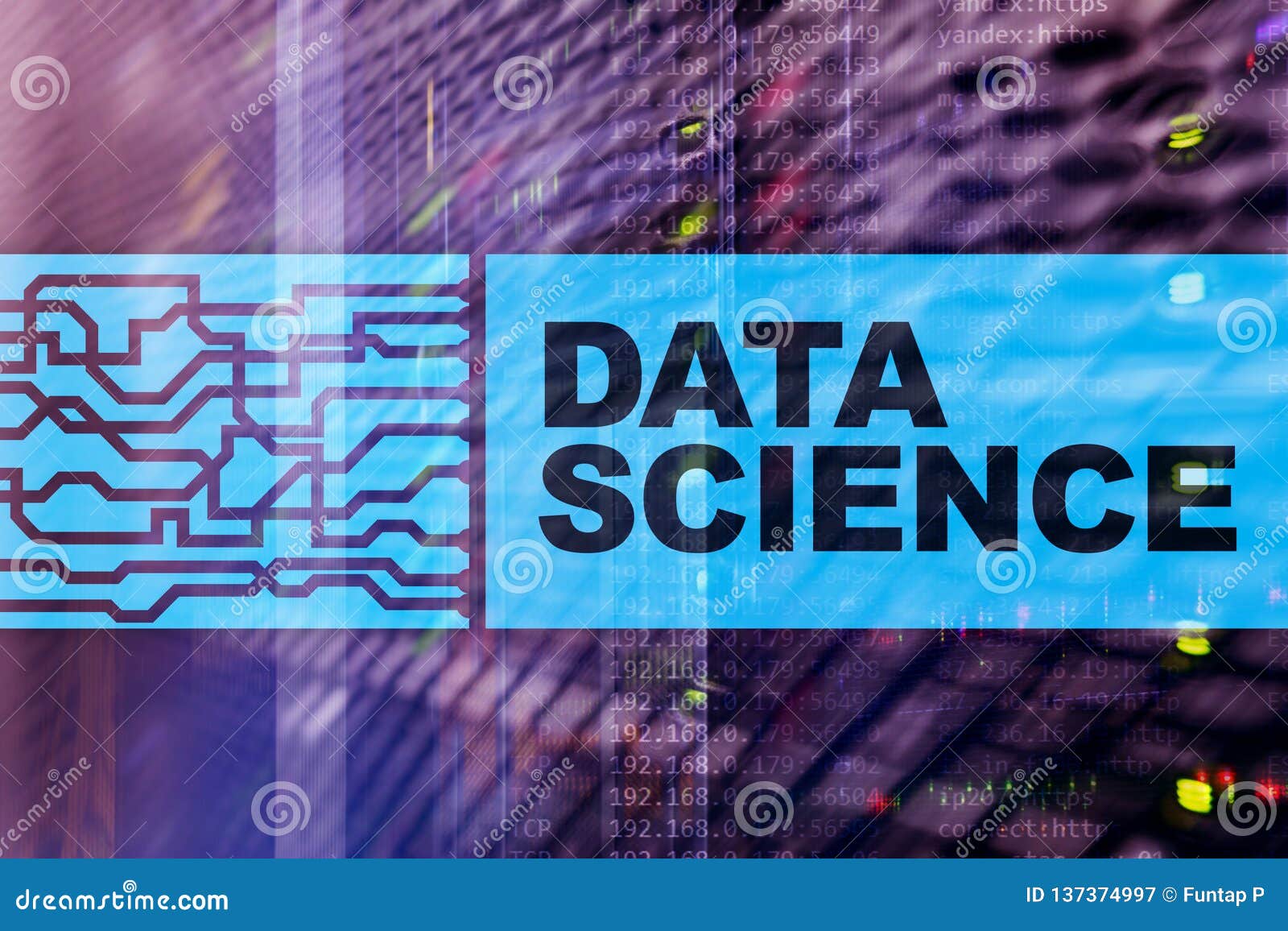 Data Science, Business, Internet and Technology Concept on Server Room ...