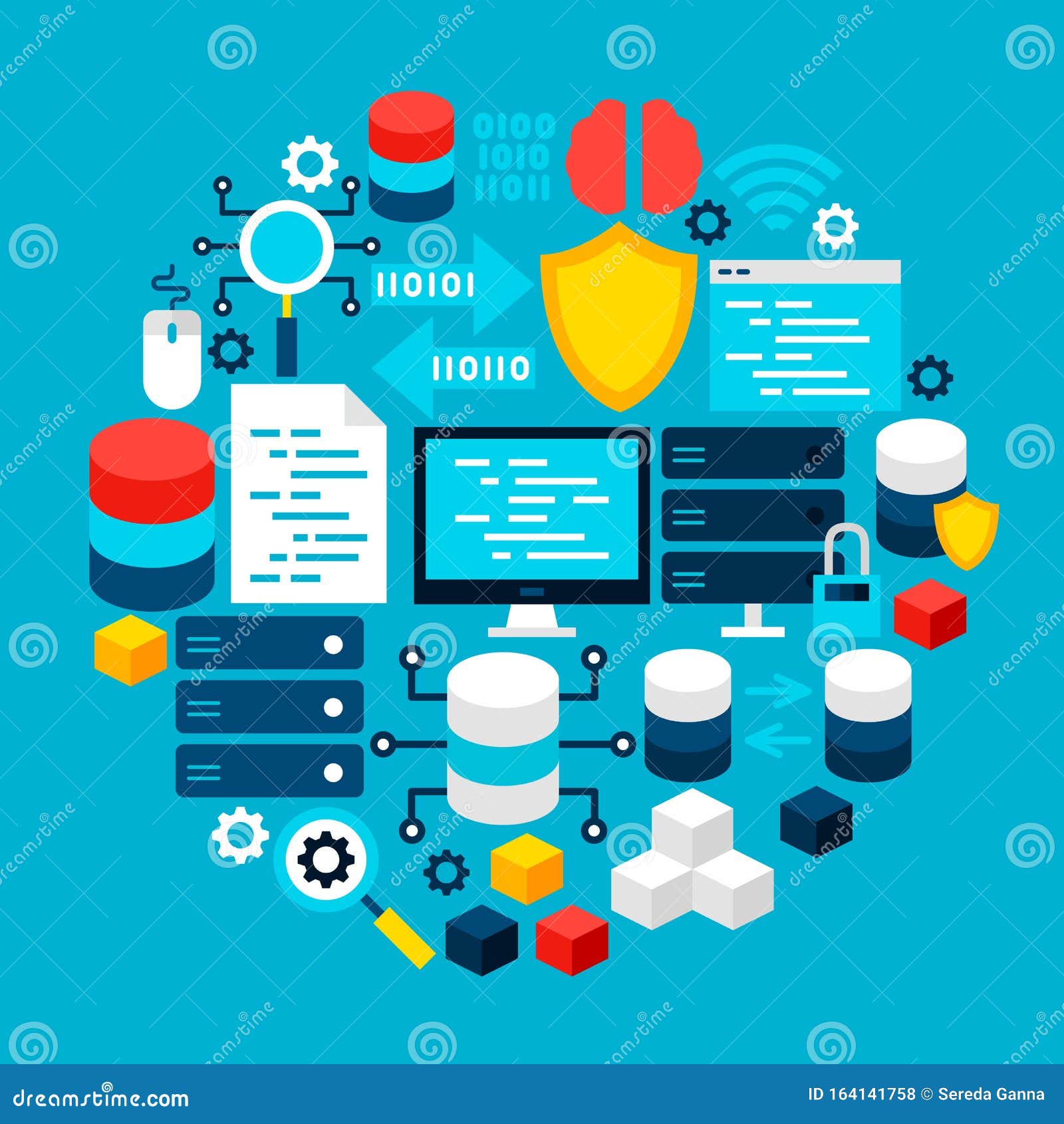 Data Science Circle Concept Stock Vector - Illustration of automation ...
