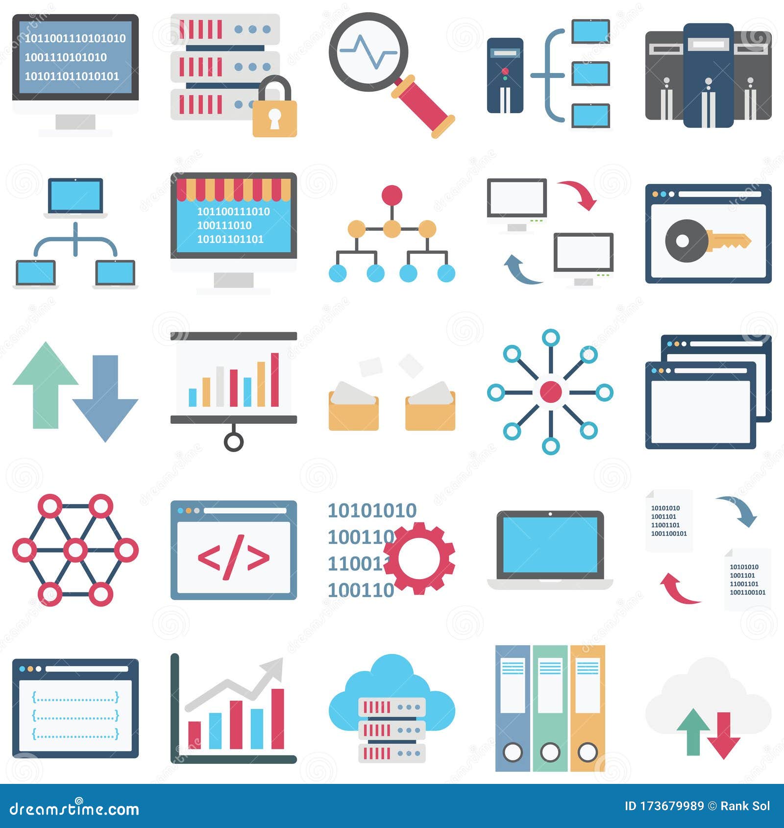 Data Science Color Isolated Vector Icons Set Every Single Icon Can ...