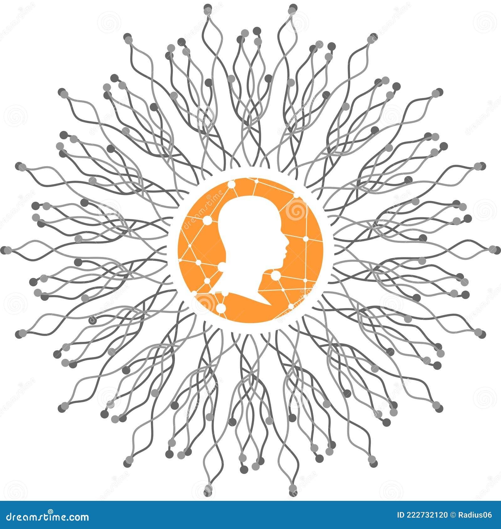 Data Science and Communication Concept with Scientist Head Stock Vector ...