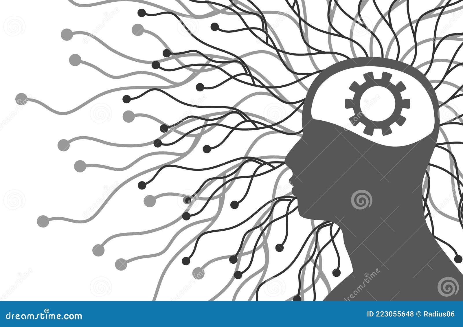 Data Science and Communication Concept with Scientist Head Stock Vector ...