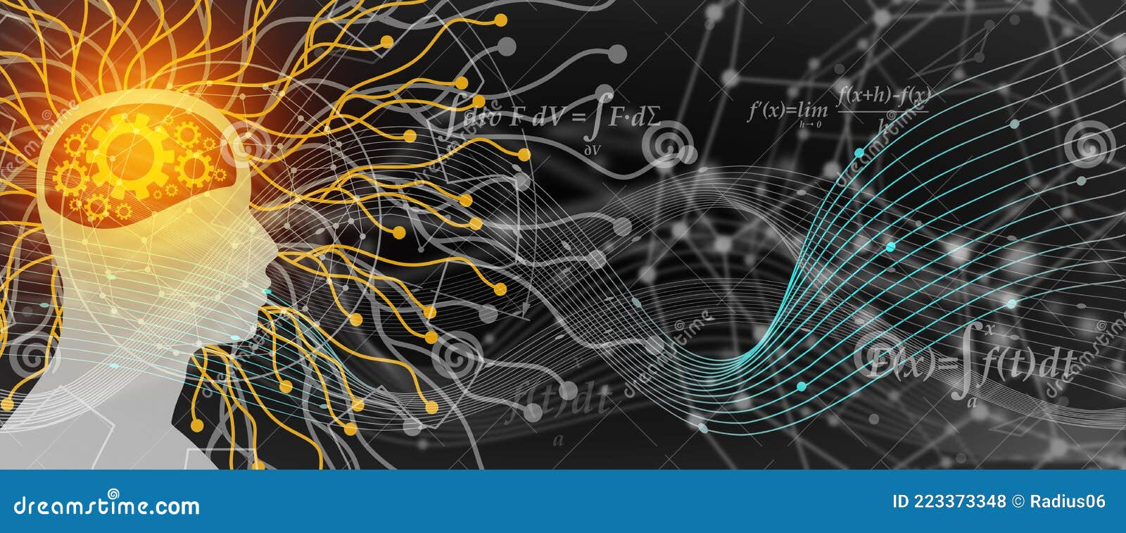 Data Science and Communication Concept with Scientist Head Stock ...