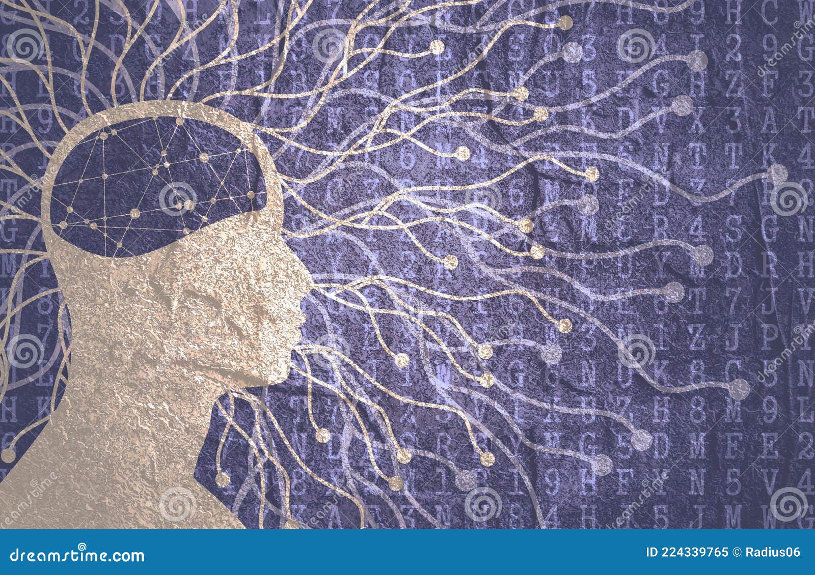 Data Science and Communication Concept with Scientist Head Stock ...