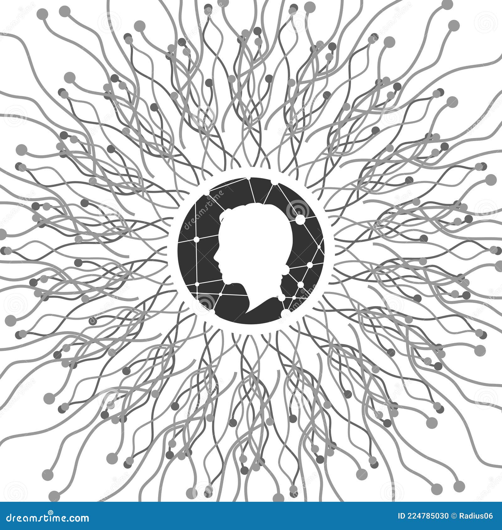 Data Science and Communication Concept with Scientist Head Stock Vector ...