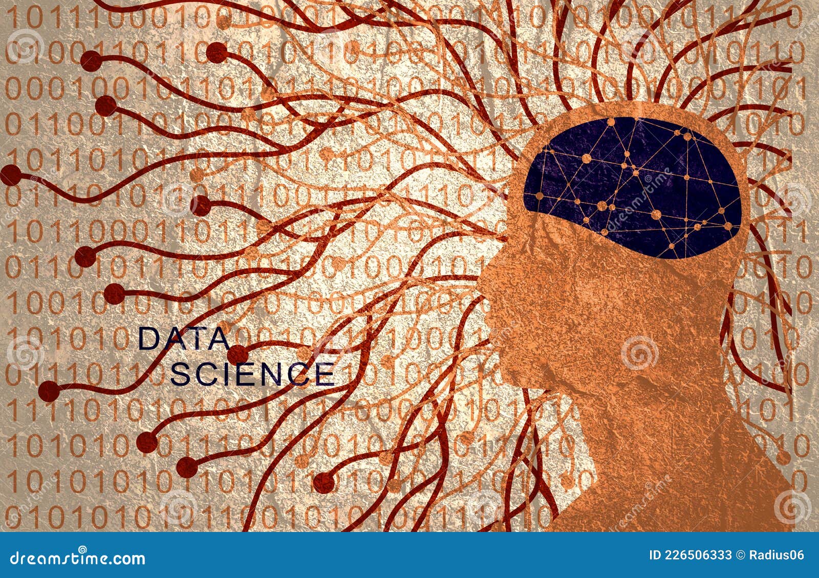 Data Science and Communication Concept with Scientist Head Stock ...