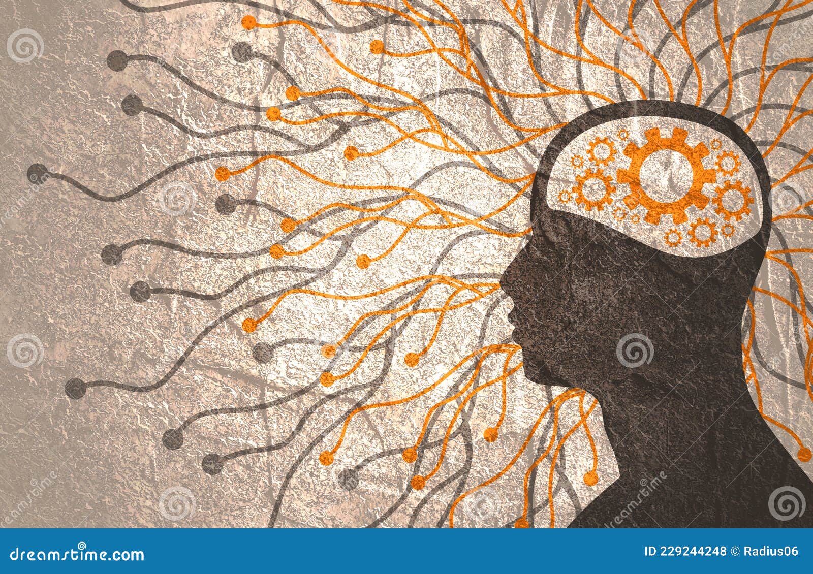 Data Science and Communication Concept with Scientist Head Stock ...