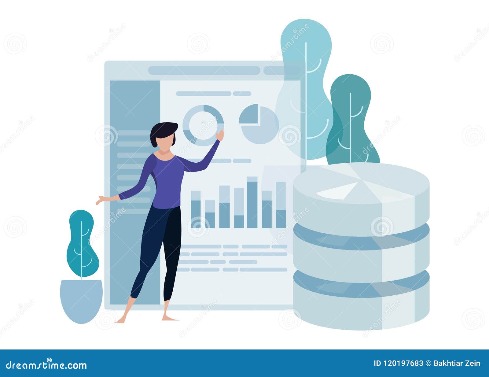 Data Science Concept Of Big Database Technology. Environment Friendly ...