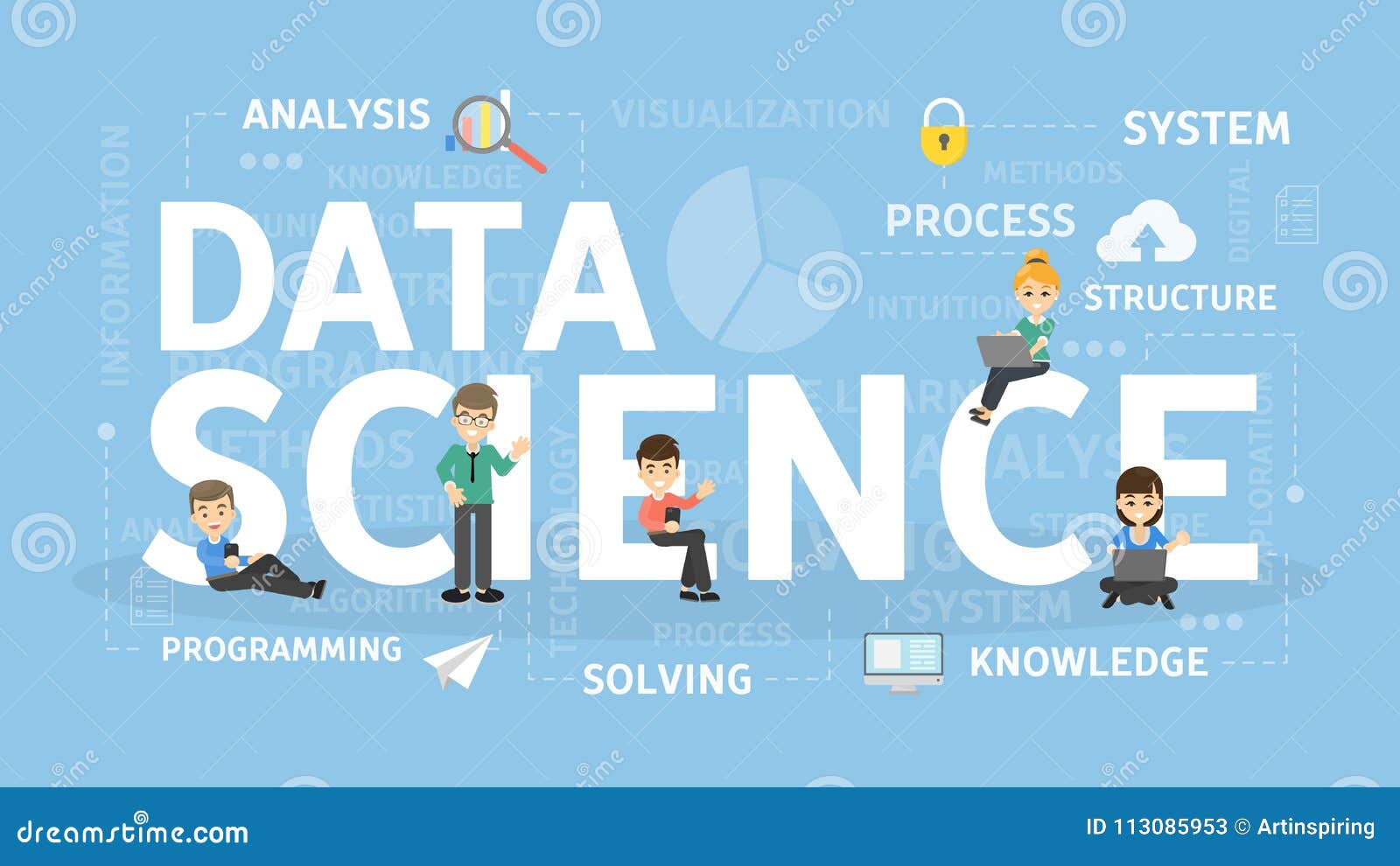 Data science concept. stock vector. Illustration of computer - 113085953 Data science concept. stock vector. Illustration of computer - 113085953