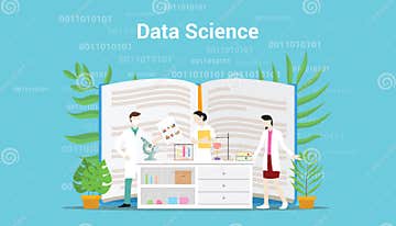 Data Science Concept with Laboratory Team Working on Data - Vector ...