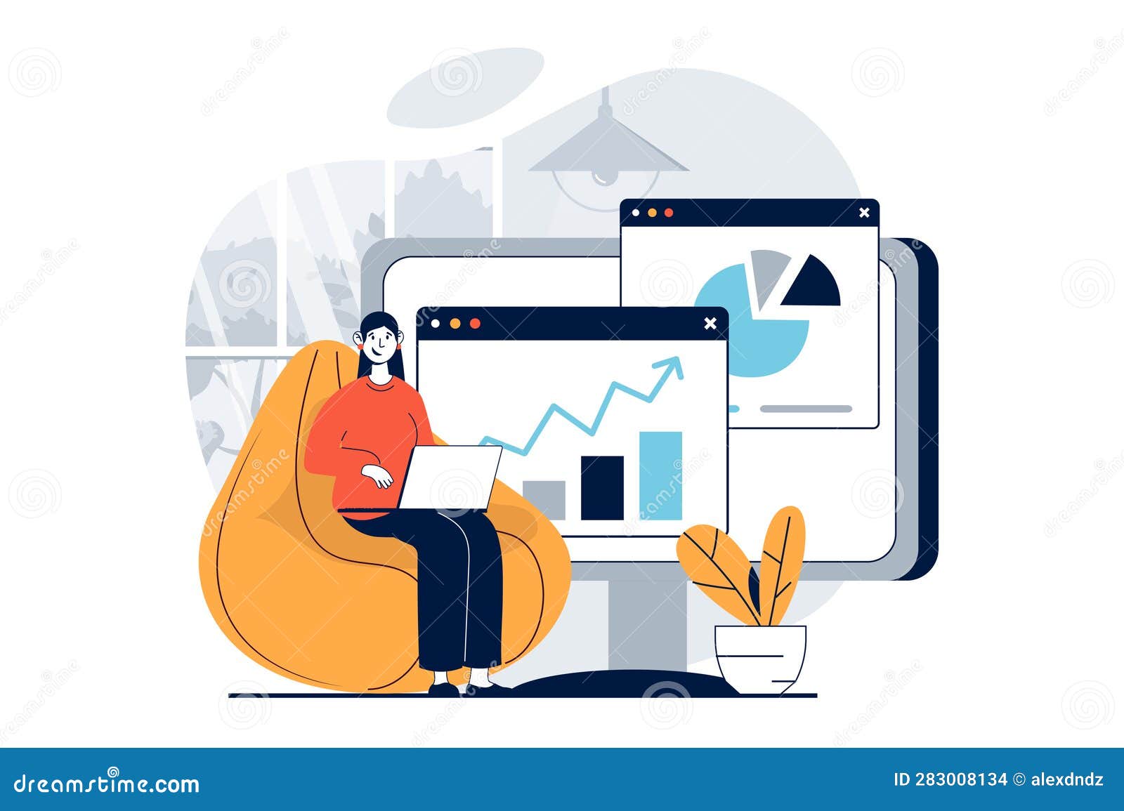 Data Science Concept with People Scene in Flat Design for Web Stock ...