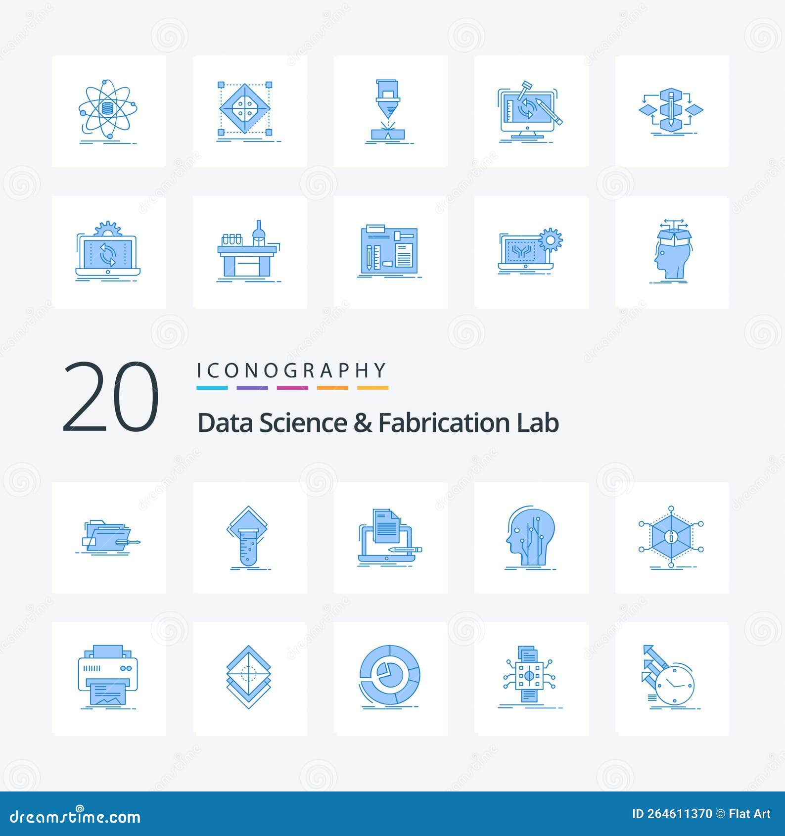 20 Data Science and Fabrication Lab Blue Color Icon Pack Like Human ...
