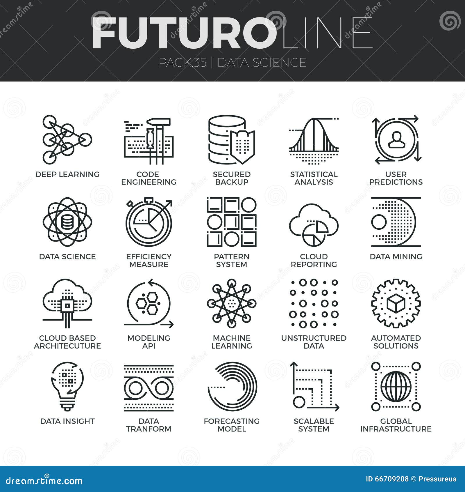 Data Science Futuro Line Icons Set Stock Vector - Illustration of ...