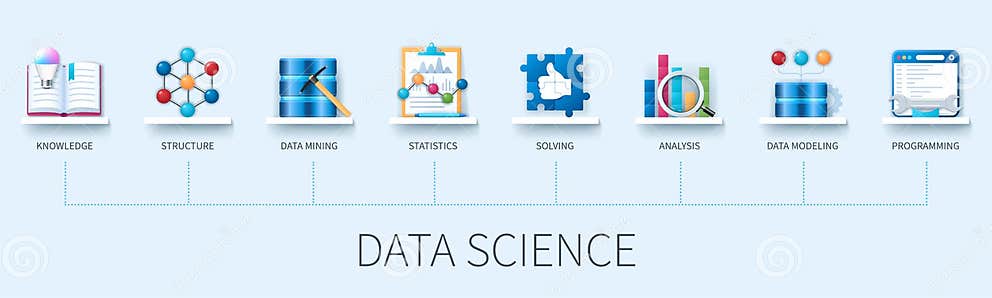 Data Science Infographic in 3D Style Stock Vector - Illustration of ...