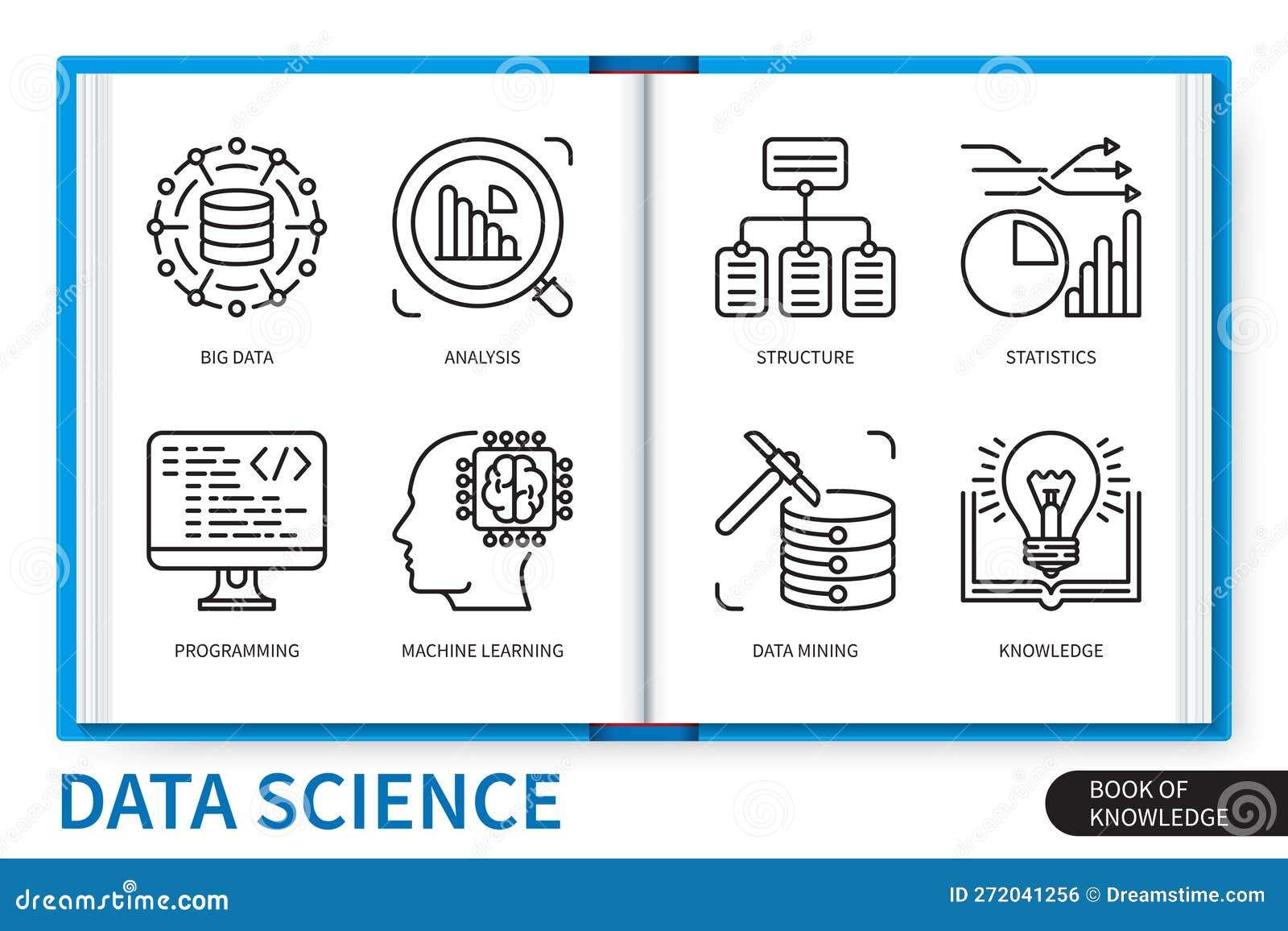 Data Science Infographics Linear Elements Set Stock Illustration ...