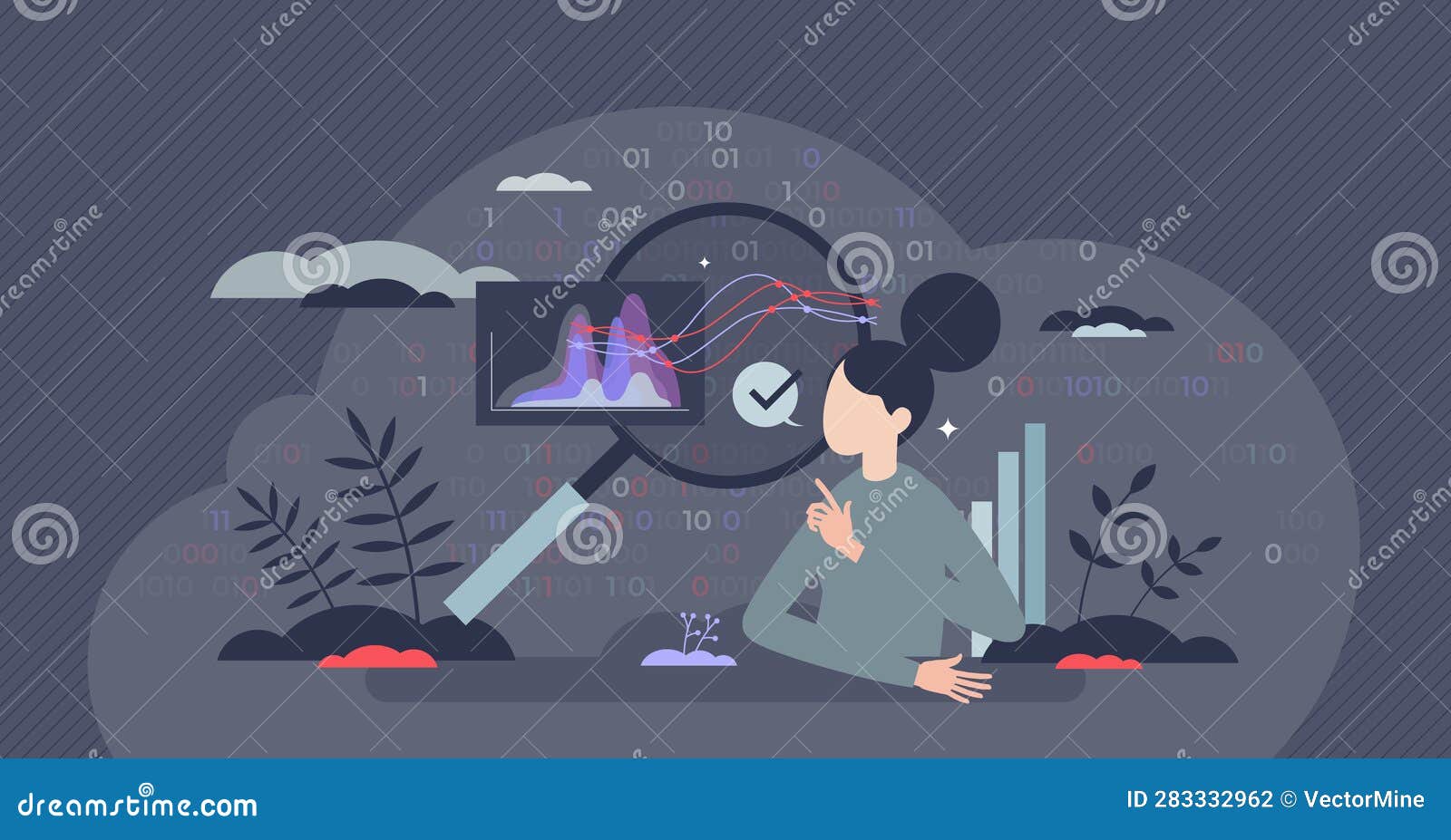 Data Science with Information Research and Learning Tiny Person Concept Stock Vector ...