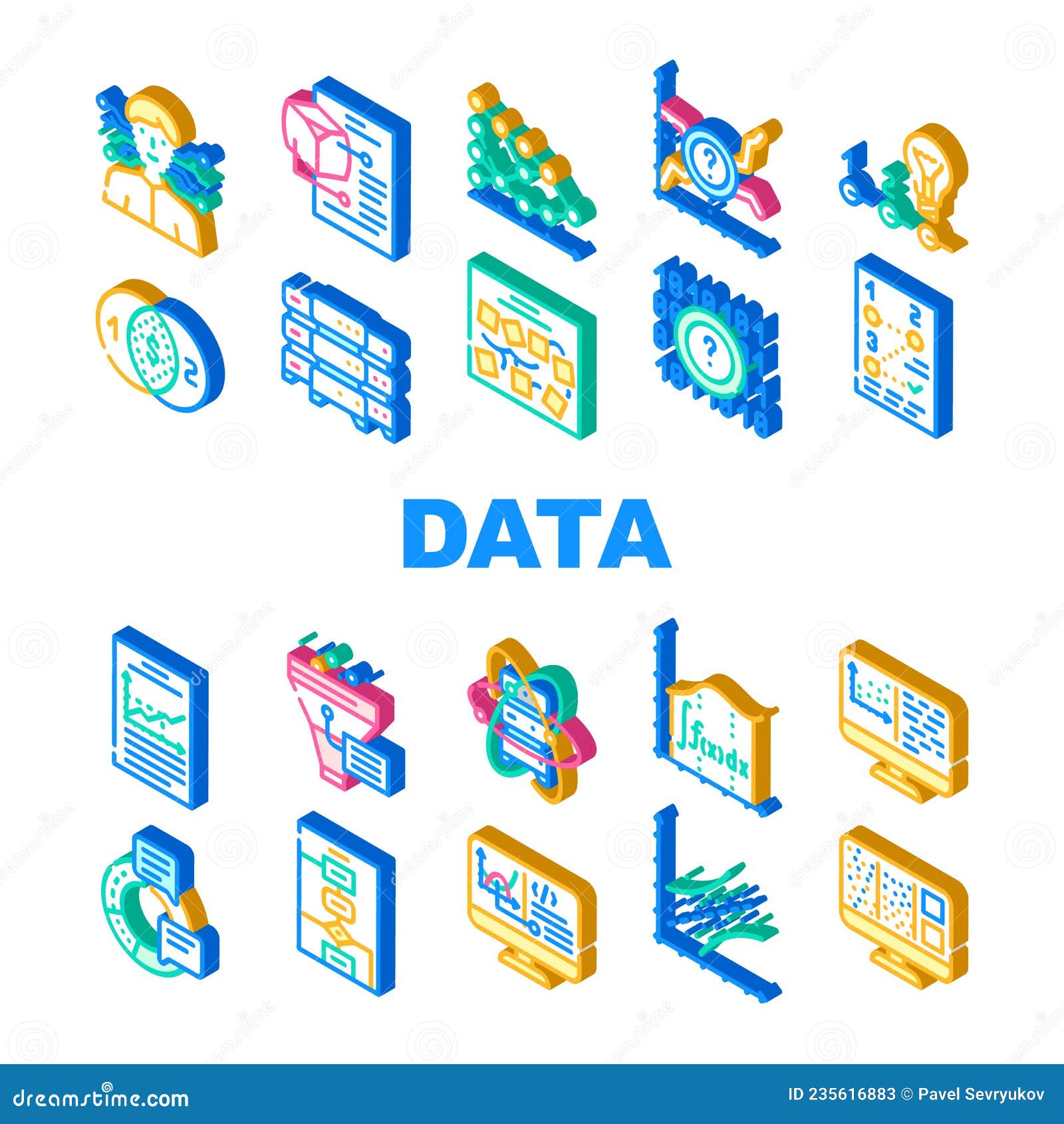 Data Science Innovate Technology Icons Set Vector Stock Vector ...