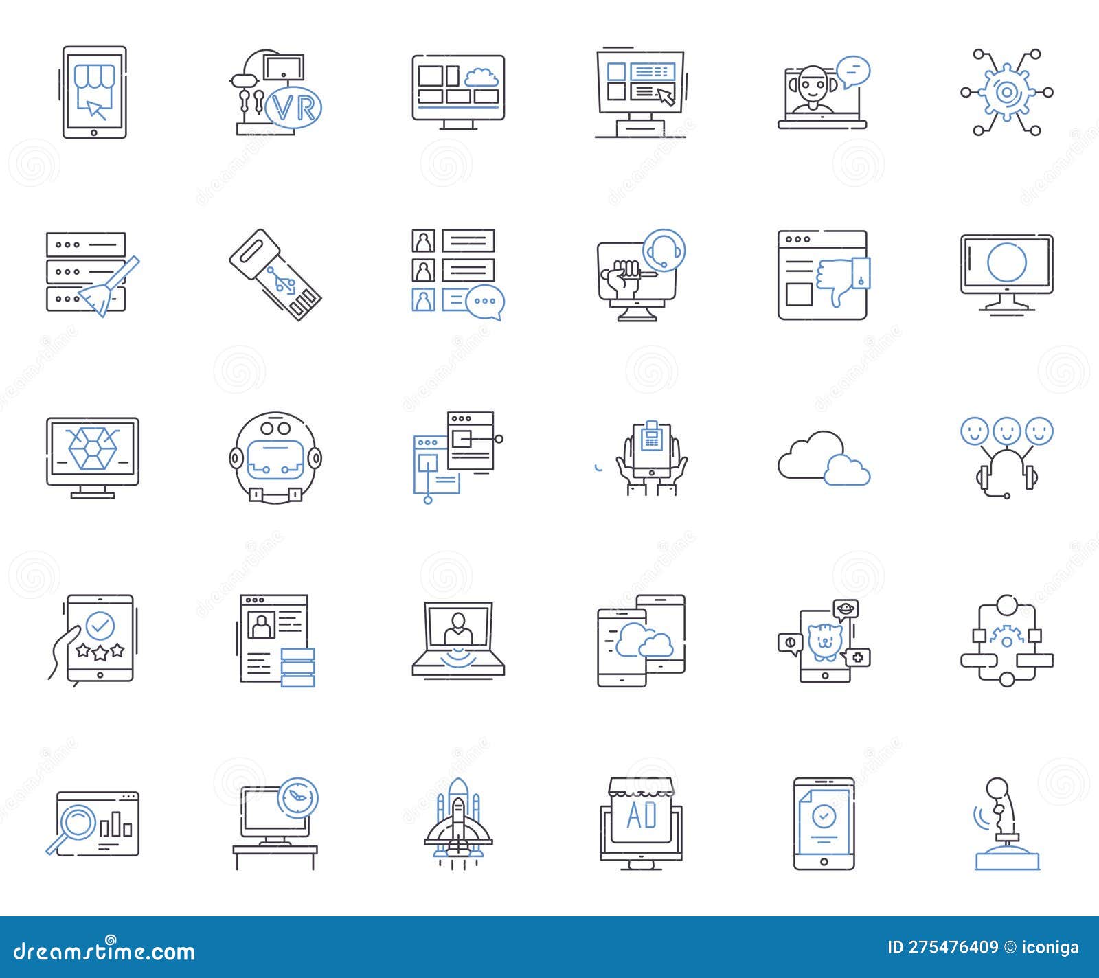 Data Science Line Icons Collection Analytics Machine Learning