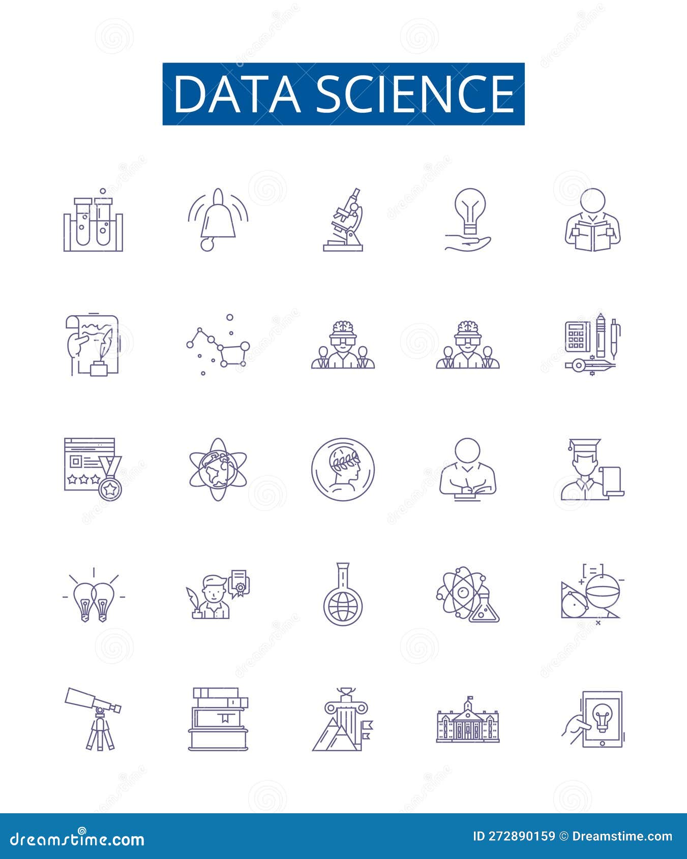 Data Science Line Icons Signs Set Design Collection Of Data Science Analysis Modeling Big