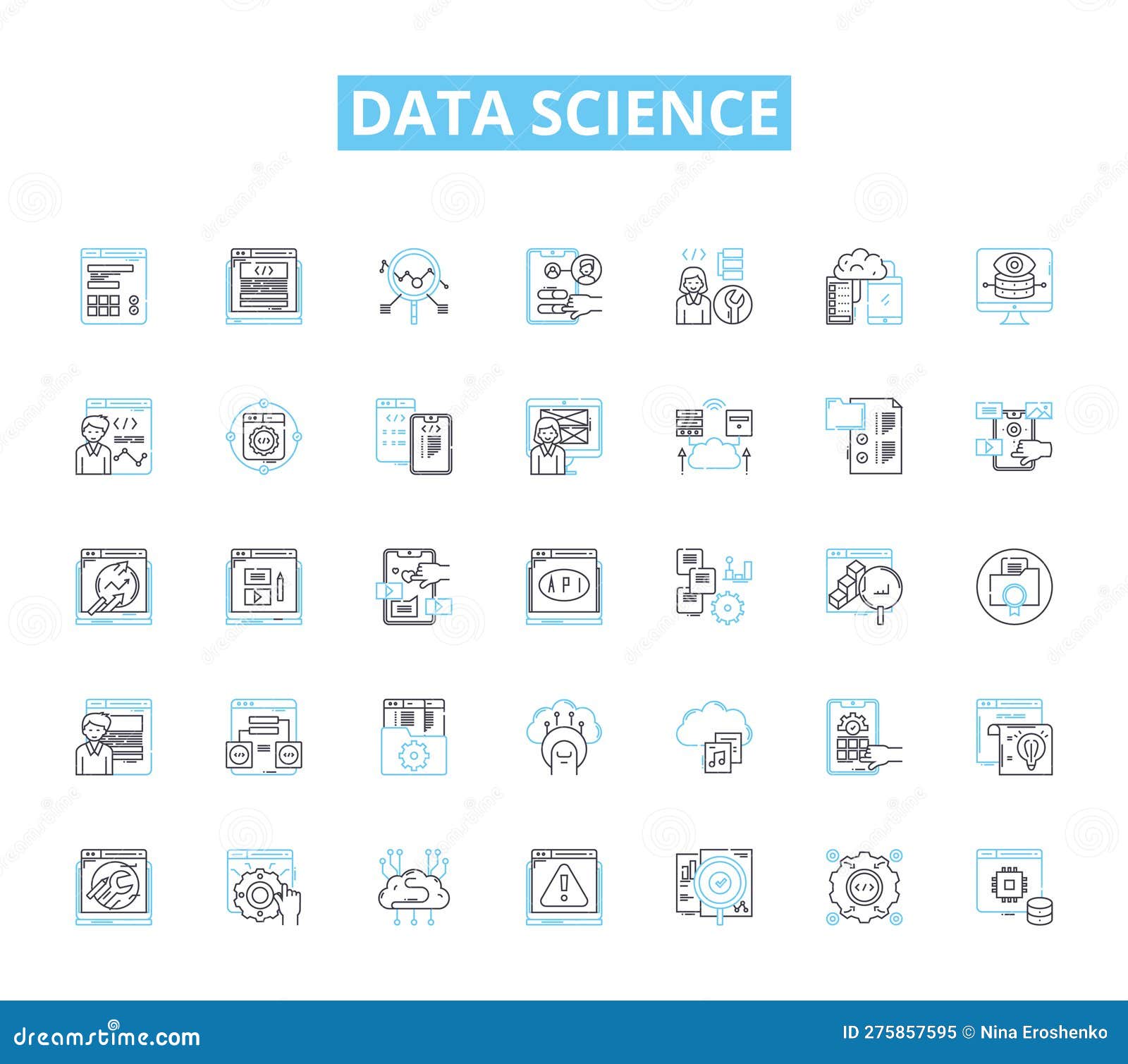 Data Science Linear Icons Set Analytics Algorithms Big Data Clustering Correlation Data